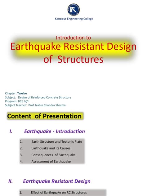 Xii Fundamental Of Earthquake Resistant Design Pdf Earthquakes