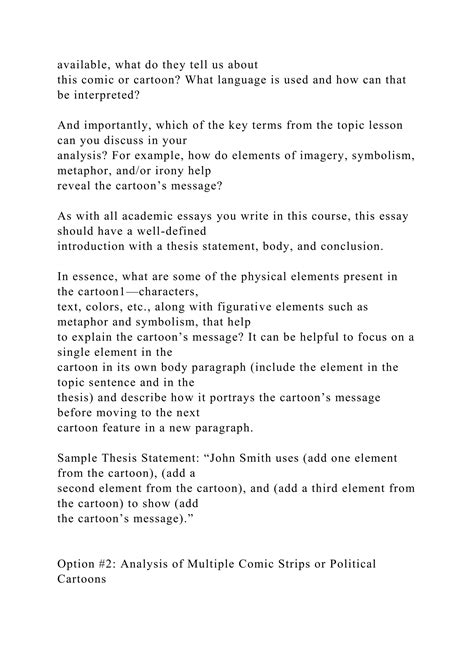 Writing Assignment Comic Strip Or Political Cartoon Analysis Docx