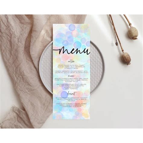 Pastel Menu Bubbles Menu Template Bubble Bath Table Decor Ra Inspire Uplift