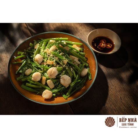 Stir Fried Scallops With Morning Glory Light Bep Nha Luc Tinh