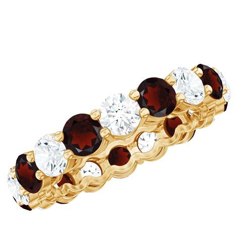 Rosec Jewels Garnet And Moissanite Full Eternity Ring 6 Ct Aaa