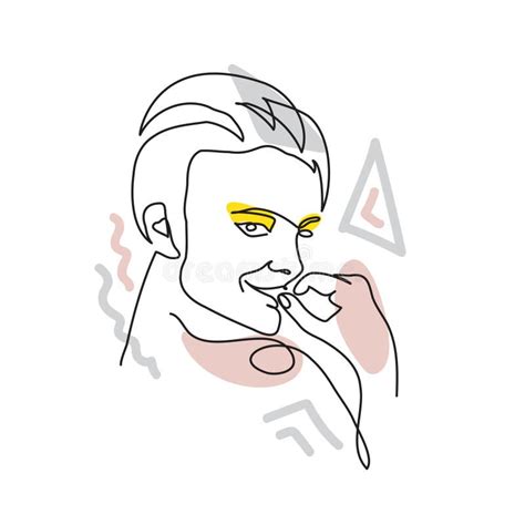 Nonbinary Androgynous Enby Genderqueer Non Binary Beauty Concept Face Line Art One