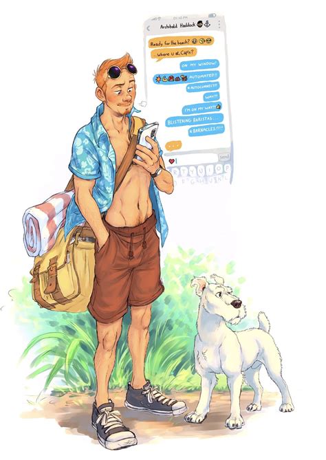 Tintin Inviting Captain Haddock On A Trip To The Beach Hadsbae R Theadventuresoftintin