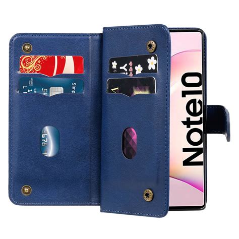 Samsung Galaxy Note 10 Multi Function 10 Card Slots Wallet Case Dark Blue