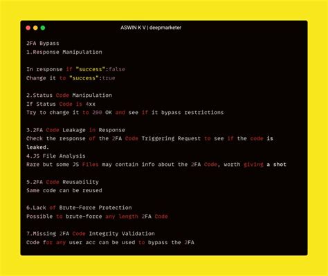aswin k v on linkedin bugbounty bugbountytips bug bughunting 2fa