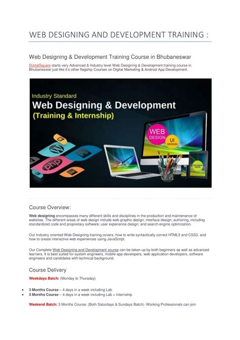 Ppt Web Designing And Development Training In Bhubaneswar Powerpoint