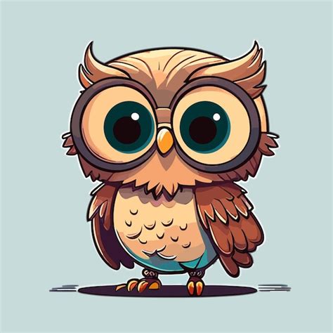 Imagen De Dibujos Animados De Un Lindo Búho Con Gafas Azules Sobre Un
