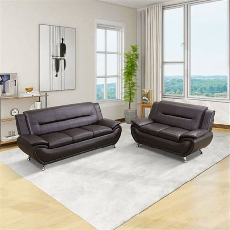Golden Coast Furniture Leather Sofa Set Modern Couch Set 3 Seater