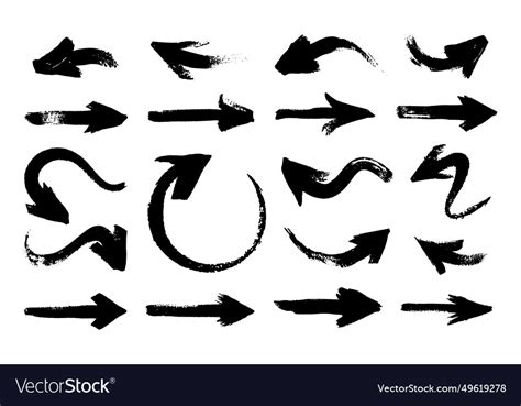 Brush stroke arrows rough paintbrush marks Vector Image