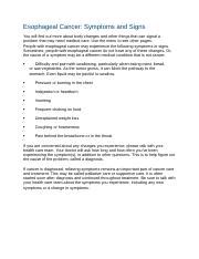 Esophageal Cancer Docx Esophageal Cancer Symptoms And Signs You Will