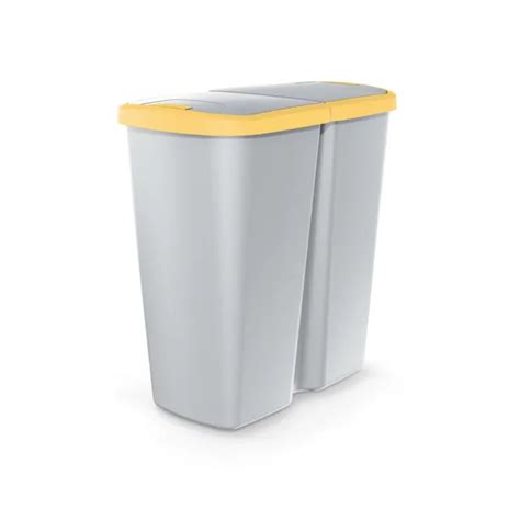 Poubelle Avec Couvercle Jaune 45l Poubelle Recyclage Plastique Gris