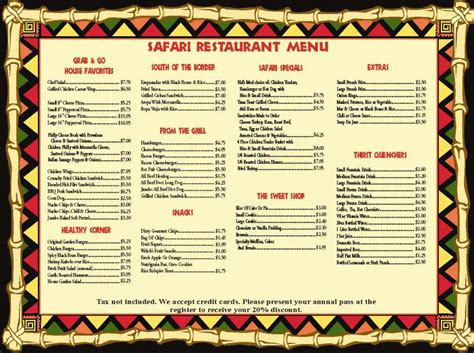 Safari Restaurant Menu Menu For Safari Restaurant Wellington Miami
