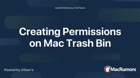 creating permissions on mac trash bin macrumors forums