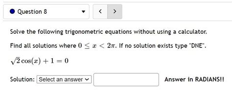 Solved Solve The Following Trigonometric Equations Without Chegg