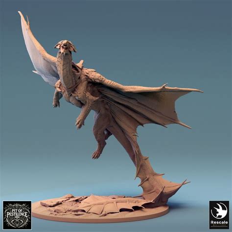 3d Printable Legendary Metallic Brass Dragon Take Off By Rescale Miniatures