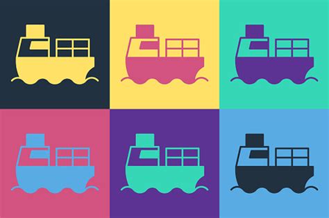 컬러 배경에 격리 된 상자 배달 서비스 아이콘이있는 팝 아트 카고 선 배달 교통 소포 상자 상품화물 벡터 고풍스런에 대한 스톡 벡터 아트 및 기타 이미지 Istock