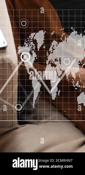 Animation Of Digital Data Processing Over Caucasian Woman Using Laptop