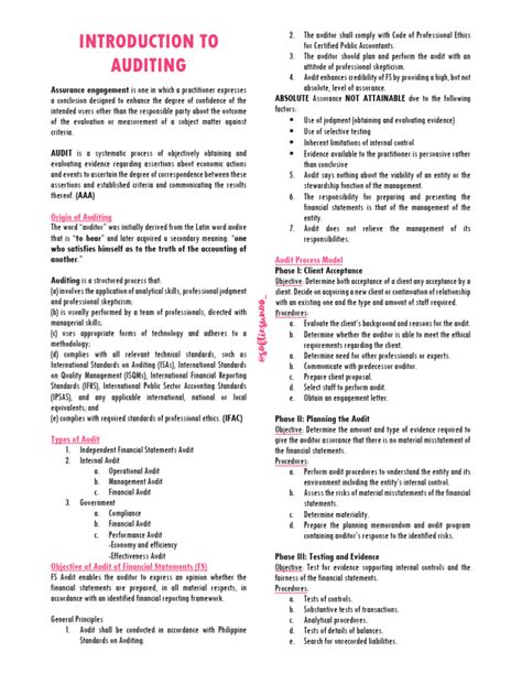 Introduction To Auditing Pdf Audit Financial Audit