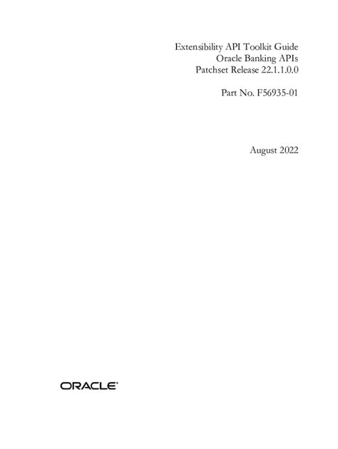 Fillable Online Oracle Banking Extensibility Workbench User Manual