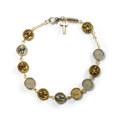 Bracelet Rosary With Antique Silver And Gold Finish