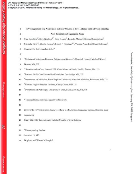 Pdf Hiv Integration Site Analysis Of Cellular Models Of Hiv Latency
