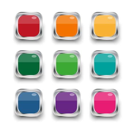 Premium Vector Square Colored Threedimensional Buttons Volumetric Square Buttons Vector