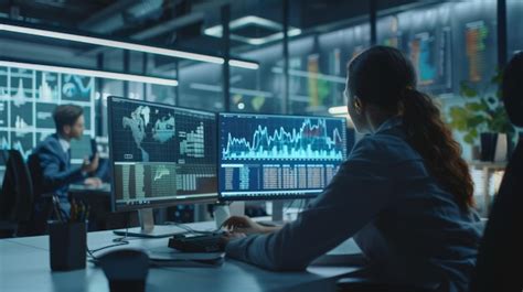 Premium Photo A Modern Openplan Office With Businessmen And Women Working On Desktop Computers