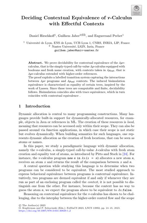 Pdf Deciding Contextual Equivalence Of Nu Calculus With Effectful Contexts