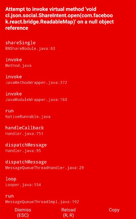 Attemp To Invoke Virtual Method Void Cl Json Social Shareintent Open