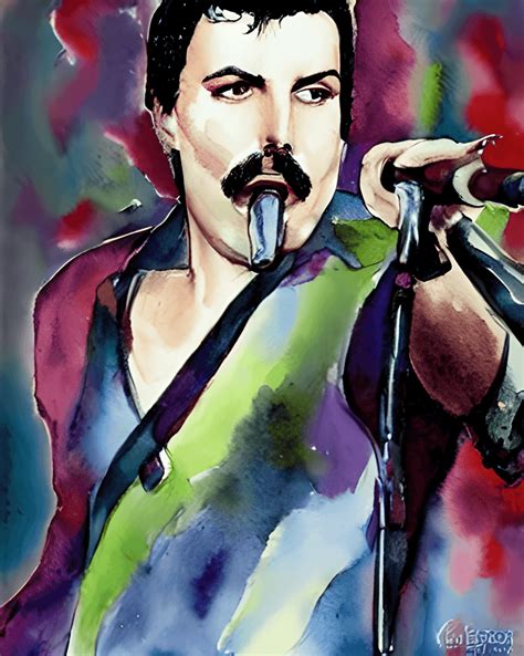Watercolor Freddie Mercury Graphic · Creative Fabrica