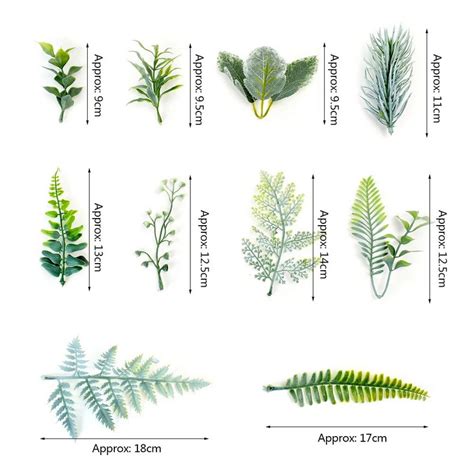 Badu Bg 10 бр Изкуствени зелени листа Растения Сватбени декоративни цветя Венци Коледен декор
