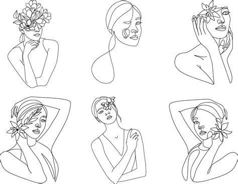 Premium Vector Abstract Face With Flowers By One Line Vector Drawing