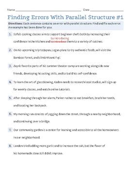 Finding Errors With Parallel Structure By Traffy School Tpt
