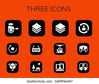 Three Icon Set 12 Filled Three Stock Vector Royalty Free 1609946347