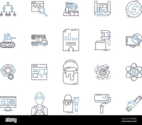Building Profession Line Icons Collection Construction Architecture Engineering Planning