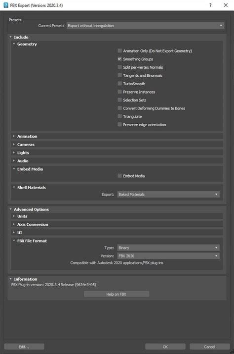 [3ds max] how do i export an fbx without it triangulating — polycount