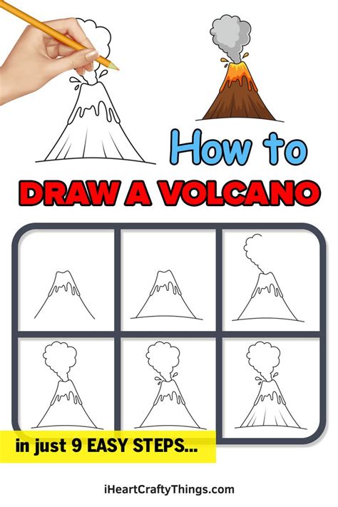 How To Draw A Volcano Step By Step Guide In 2021 Volcano Drawing