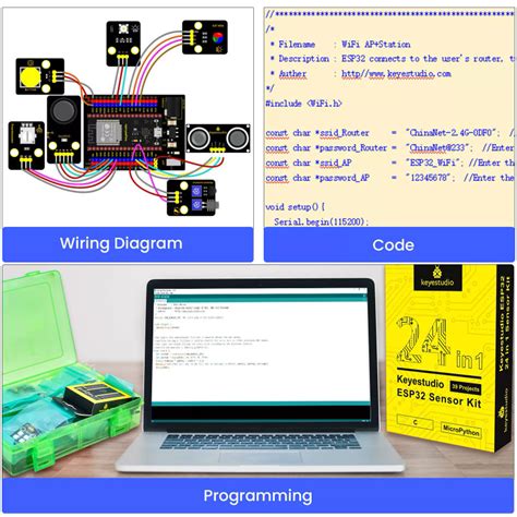 Навчальний набір Keyestudio Sensor Starter Kit ESP32 24 в 1 купити в