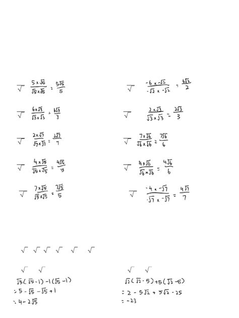Rationalizing The Denominators With Conjugates Pdf Arithmetic
