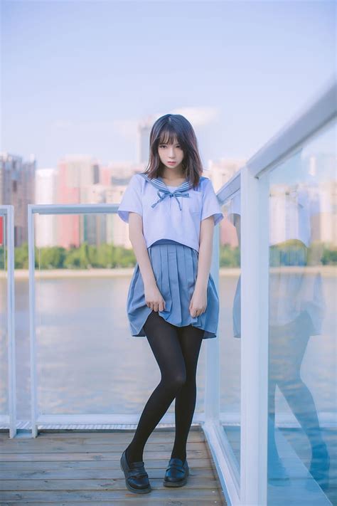 Feng Mao 여자들 모델 아시아 사람 갈색 머리의 야외 여성 교복 HD 배경 화면 Wallpaperbetter