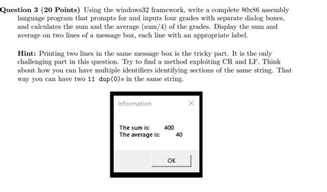Solved Question 3 20 Points Using The Windows32 Framework Chegg