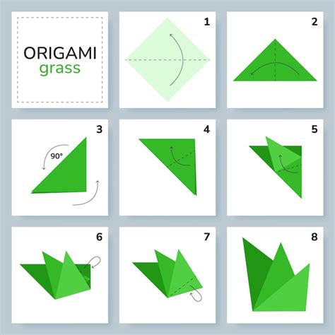 Tutorial De Esquema De Origami De Hierba Modelo En Movimiento Origami
