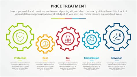 Price 치료 치료 인포 그래픽 개념 슬라이드 프리젠 테이션 기어 수평으로 플랫 스타일의 5 포인트 목록과 연결 0명에 대한 스톡 벡터 아트 및 기타 이미지 Istock