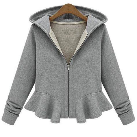 Gray S Elegant Long Sleeve Solid Color Hoodie For Women