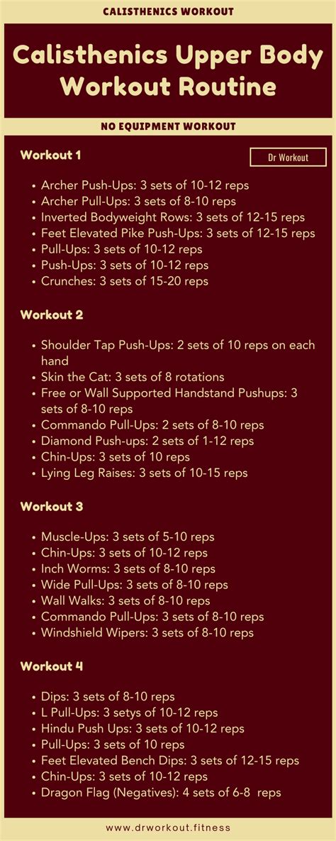 Calisthenics Upper Body Workout Routine No Equipment With Pdf Dr