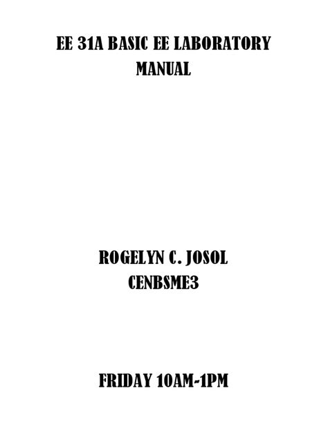 Ee 31a Basic Ee Laboratory Manual Pdf
