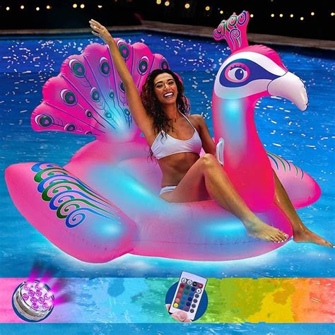 Led Glowing Inflatable Peacock Pool Party High Quality Glowing