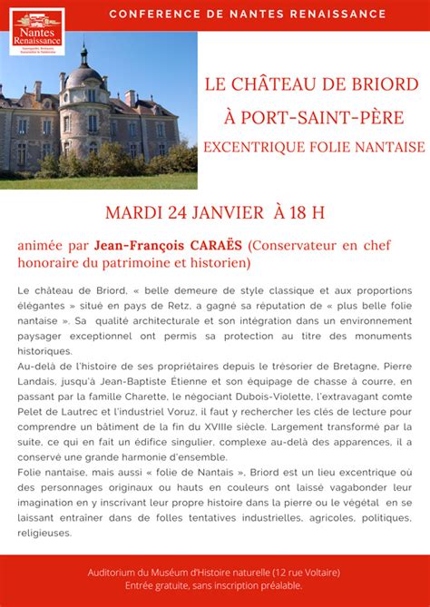 Conférence Le château de Briord à Port Saint Père 24 01 2023 Nantes