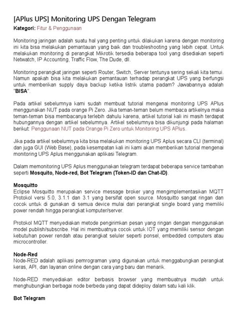 Mikrotik Id Aplus Ups Monitoring Ups Dengan Telegram Pdf