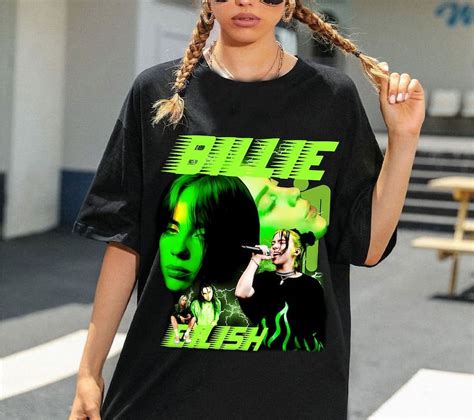 Black Billie Eilish T Shirt Design Retro Digital Vintage Billie